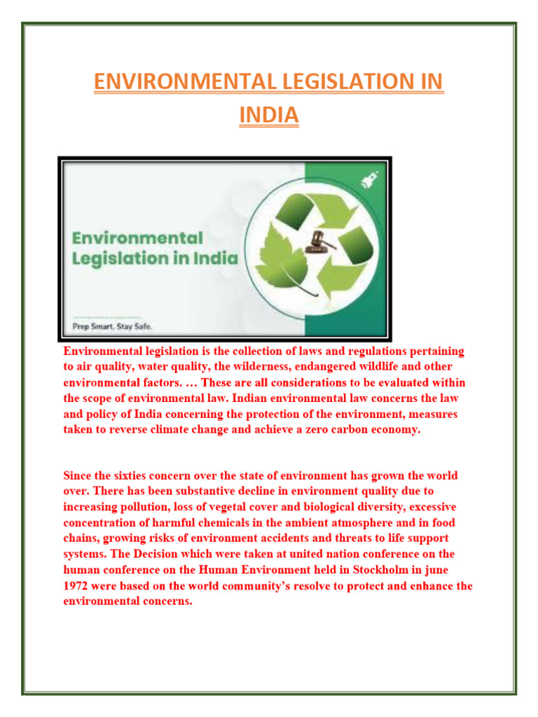 Environmental Legislation in India | PDF