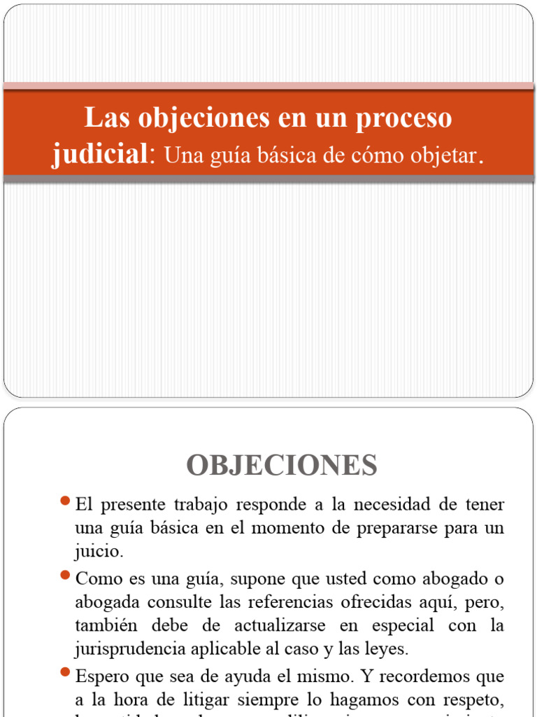Las Objeciones en Un Proceso Judicial - Una Guía Básica de Cómo Objetar ...