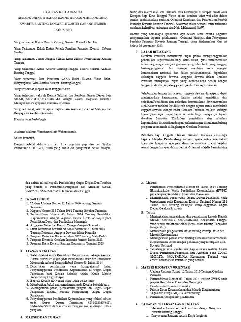 Laporan Ketua Panitia | PDF