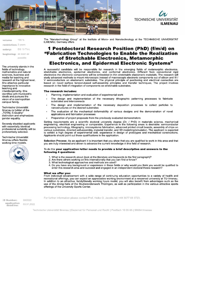 TUI - Postdoctoral Position | PDF