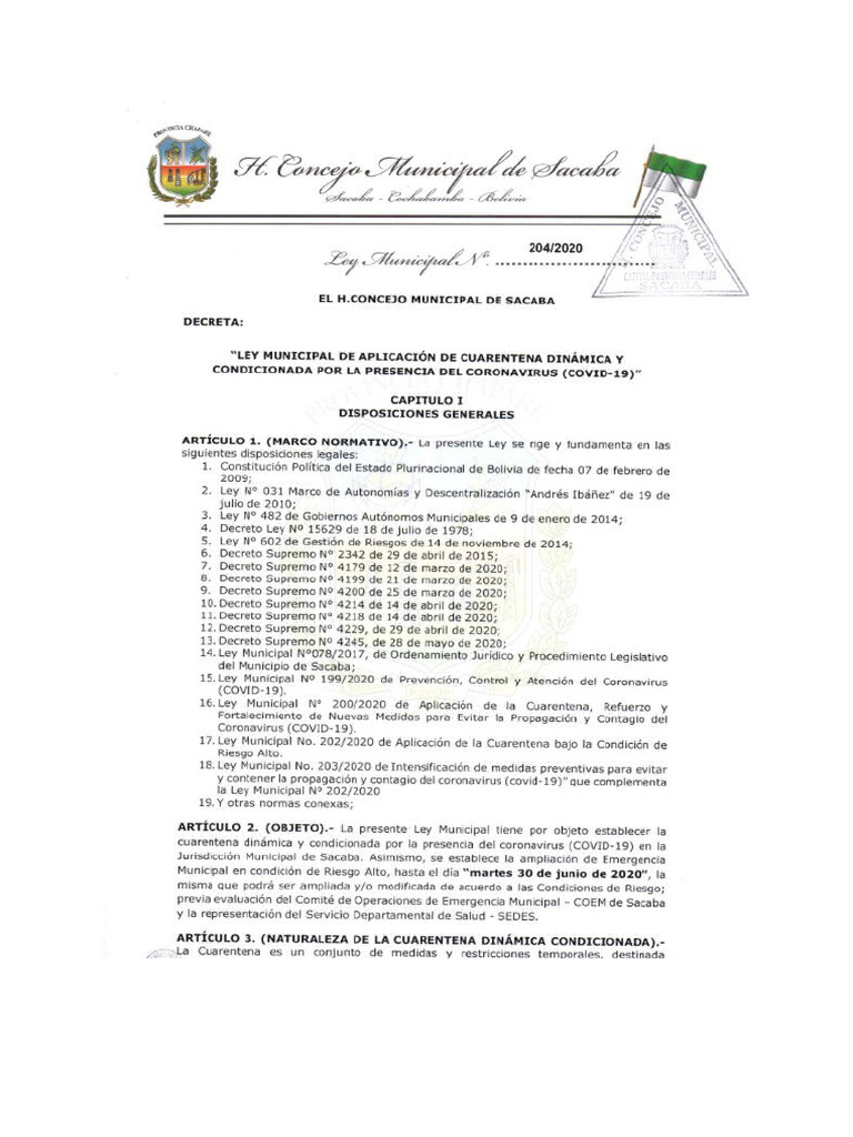 Ley de Cuarentena Dinamica | PDF