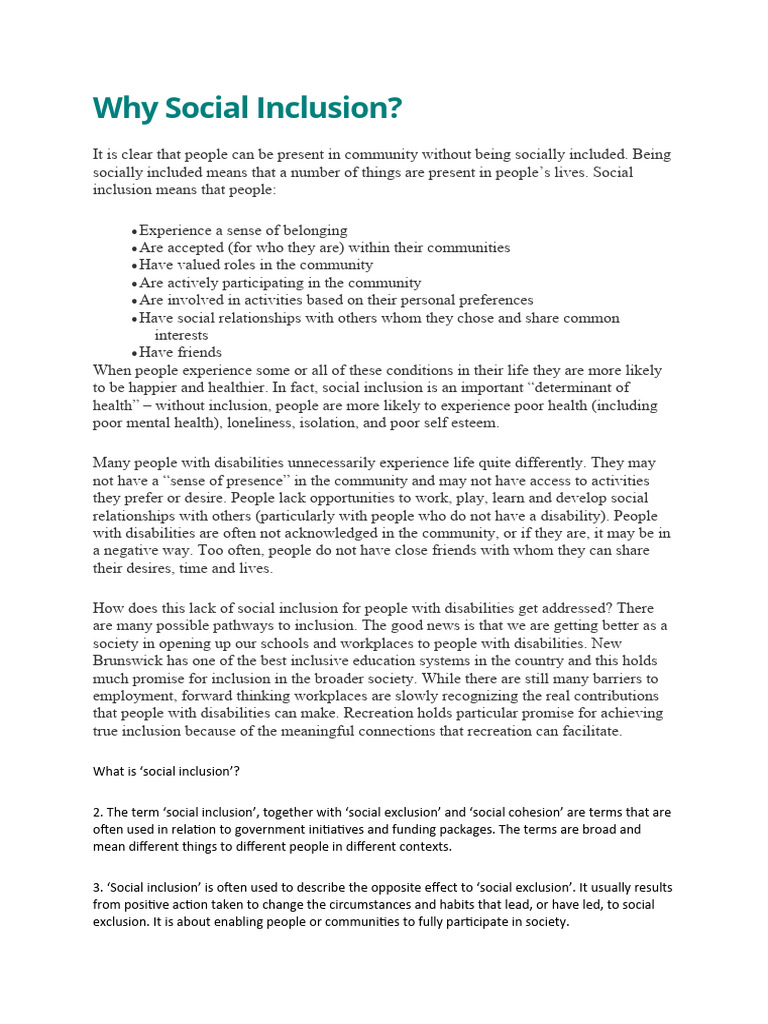 Social Inclusion | PDF