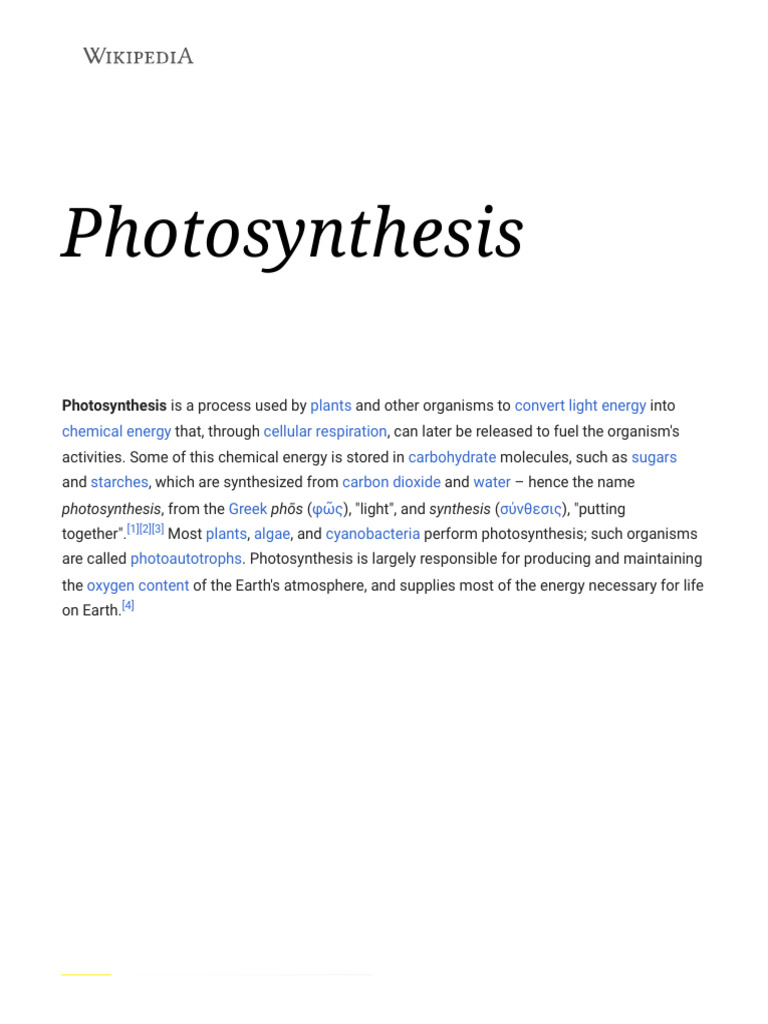 Photosynthesis - Wikipedia | PDF