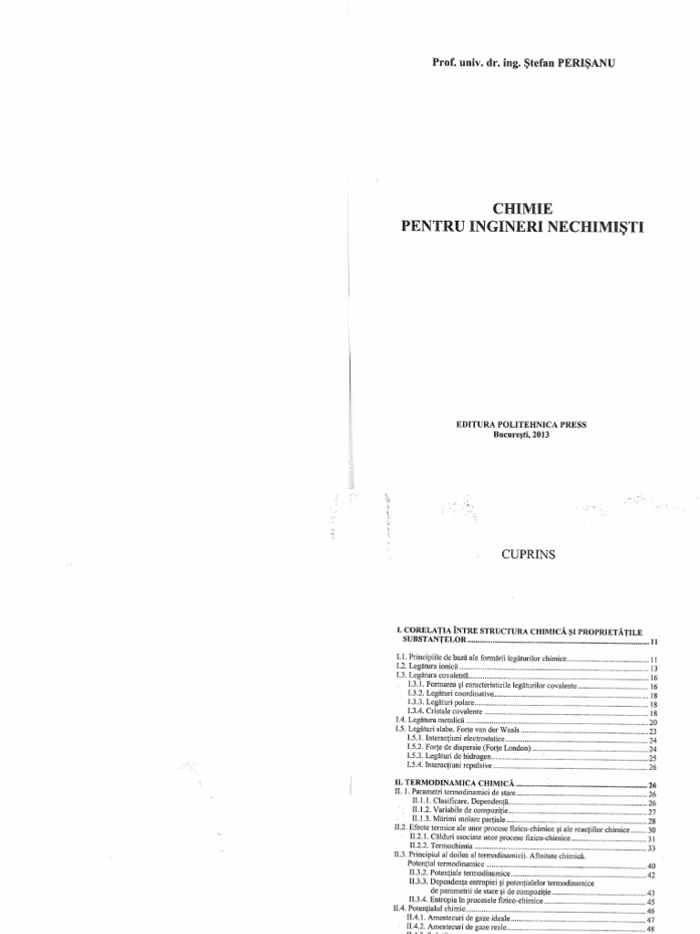 Chimie Pentru Ingineri Nechimisti | PDF