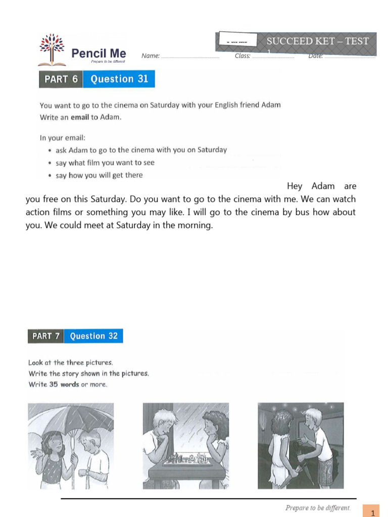 Succeed Ket - Writing - Test 1 - Randy | PDF