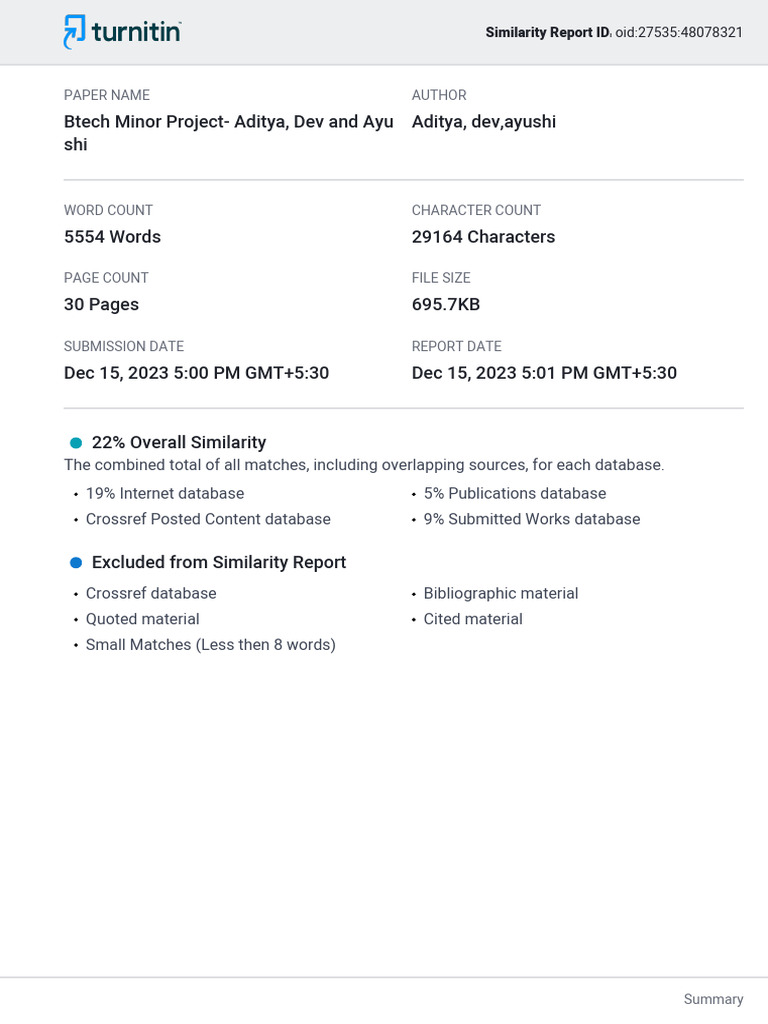 Btech Minor Project - Aditya, Dev and Ayushi | PDF