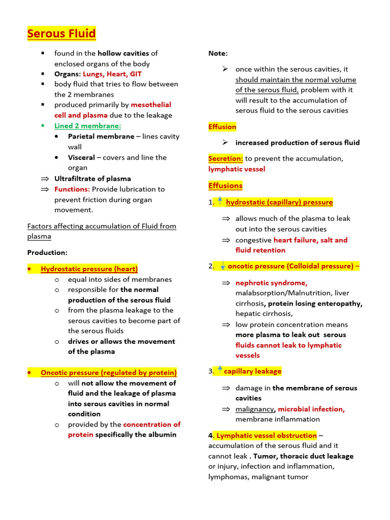 Serous | PDF | Edema | Medicine