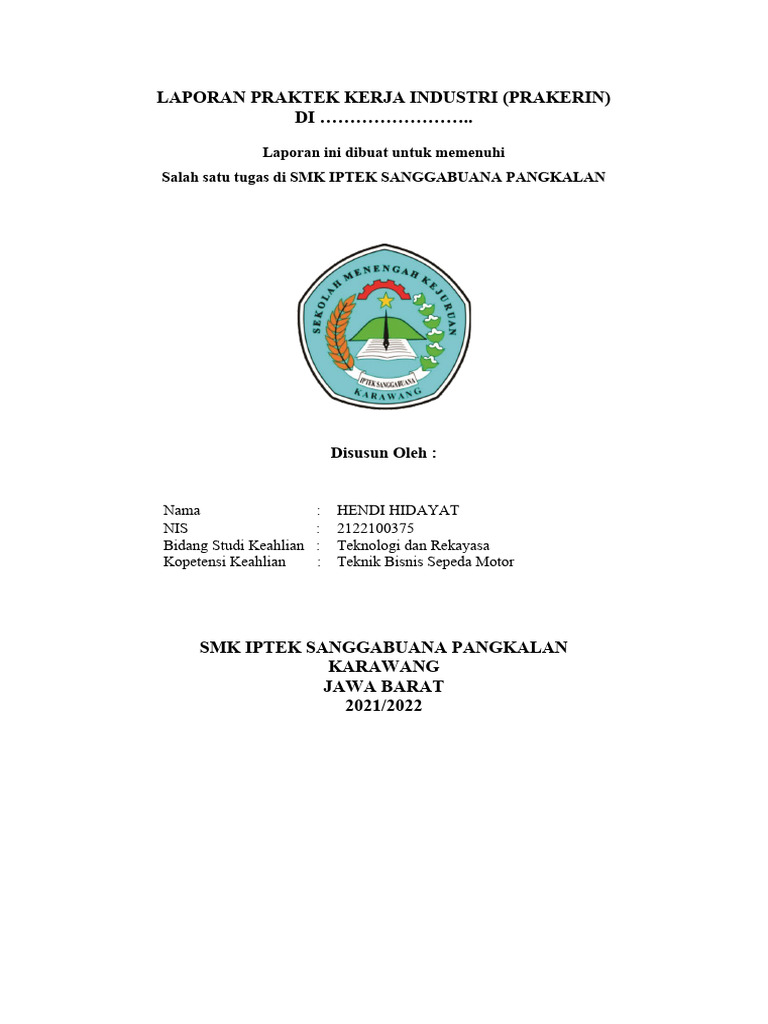 Contoh Laporan PKL 2021 - 2022 TBSM | PDF