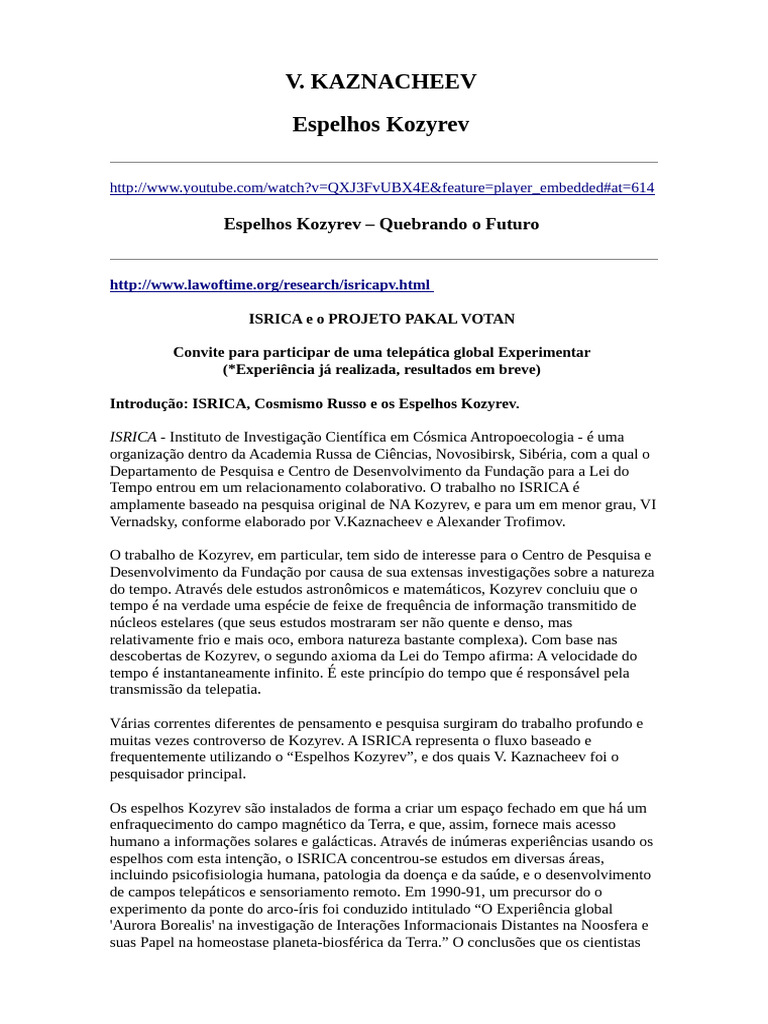 Espelhos Kozyrev - TRADUZIDO | PDF | Ciências Sociais