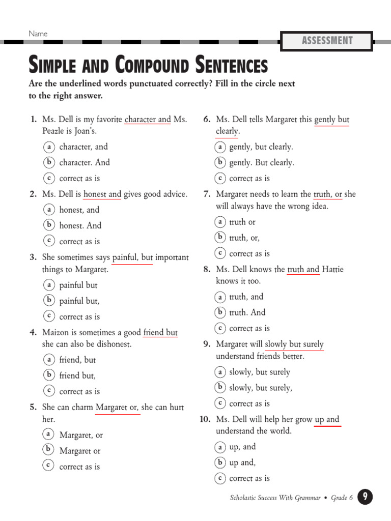Grade 6 Grammar: Simple & Compound Sentences | PDF