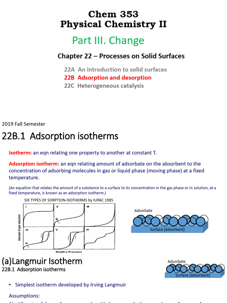 Chem 353 Physical Chemistry II: Part III. Change | PDF | Adsorption ...