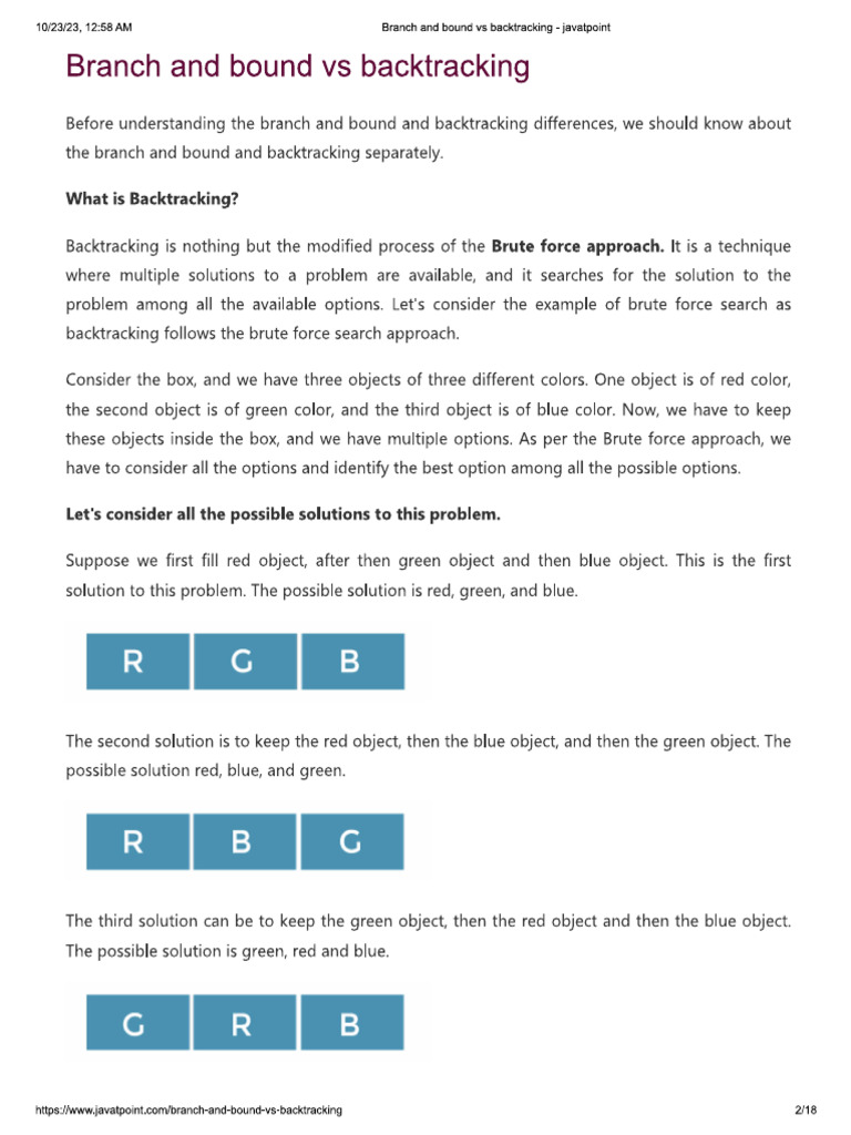 Backtracking Vs Branch and Bound | PDF