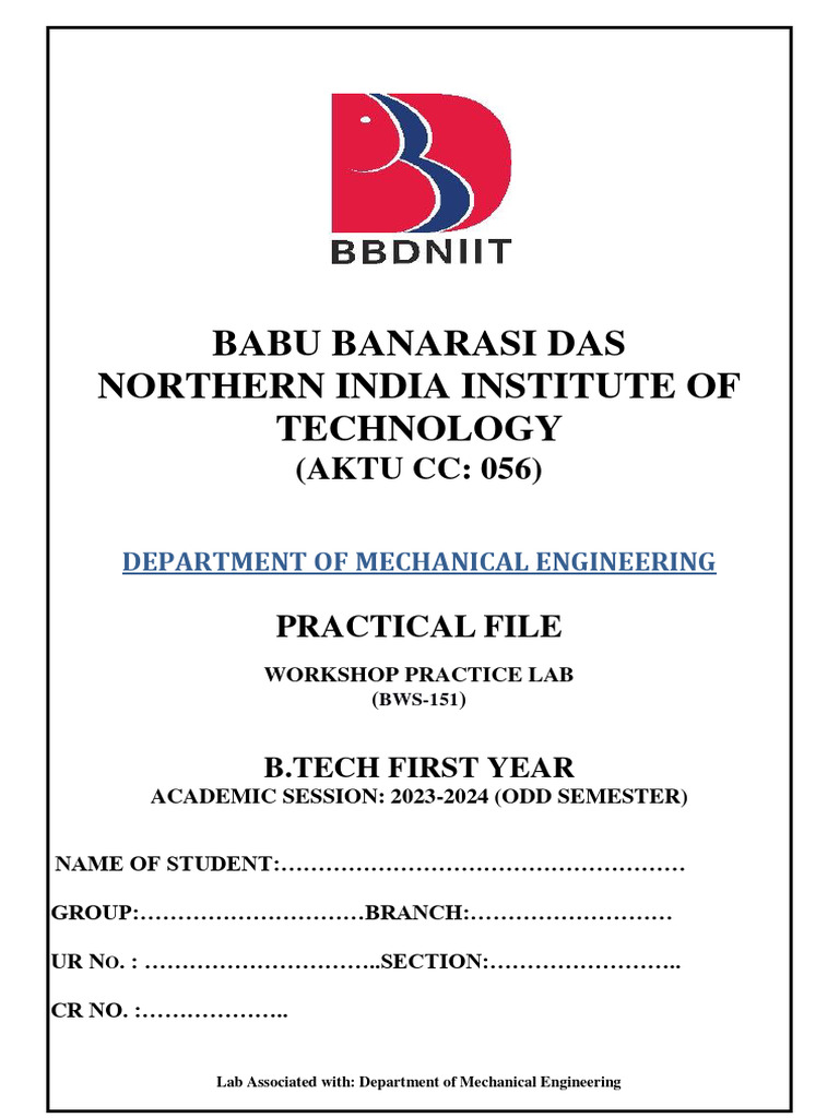 Workshop Lab File 2023-24 (Odd Sem) | PDF