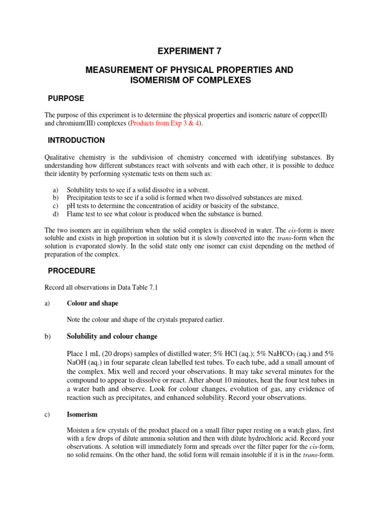 CHM477 Lab - EXP 7 | PDF