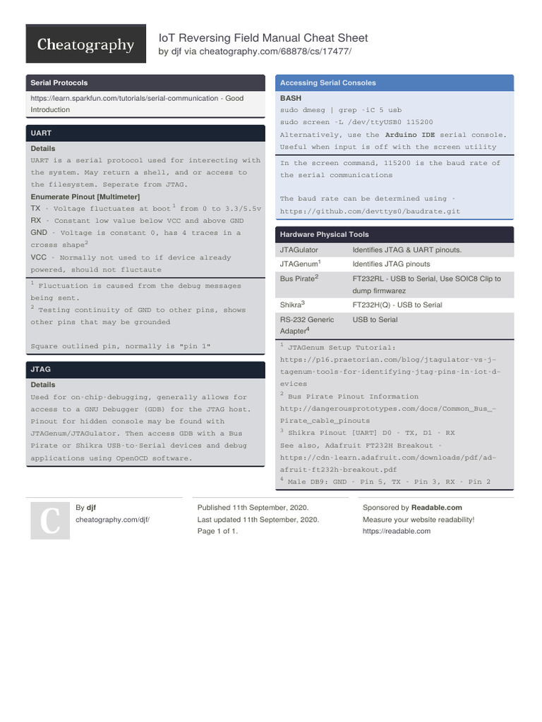 DJF Iot Reversing Field Manual | PDF | Debugging | Manufactured Goods