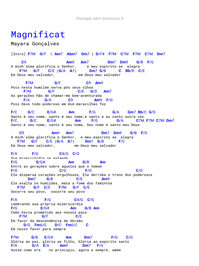 Cifras e Letra do Magnificat | PDF | Crença e doutrina religiosa