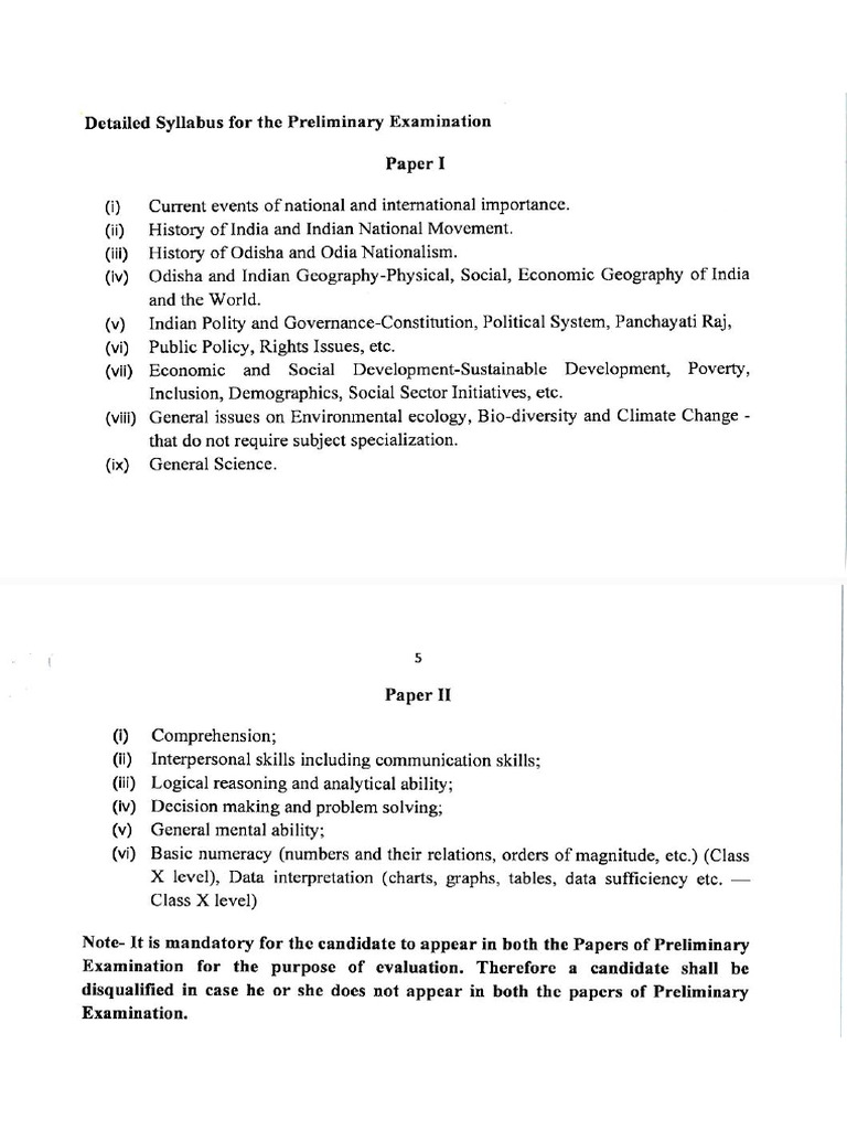 Details Syllabus (Pre & Mains OPSC) | PDF