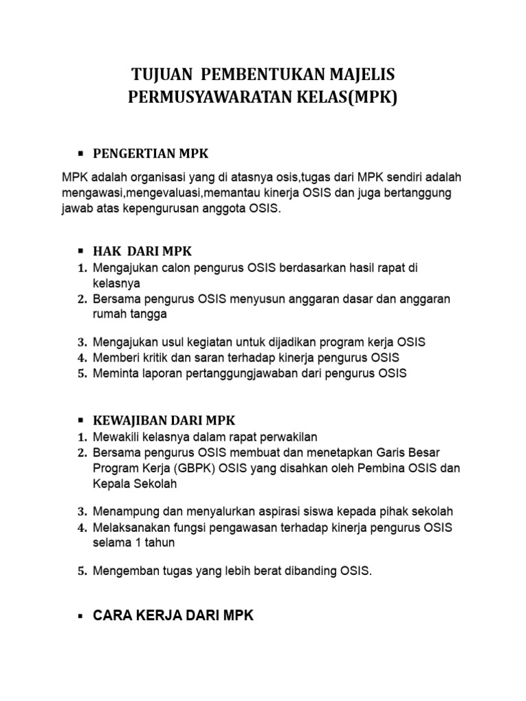 TUJUAN PEMBENTUKAN MPK | PDF