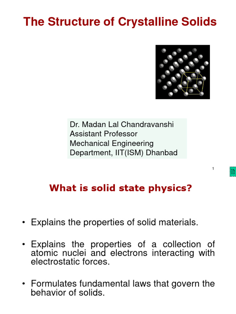 Structure of Crystalline Solids M1 3 of 3 | PDF