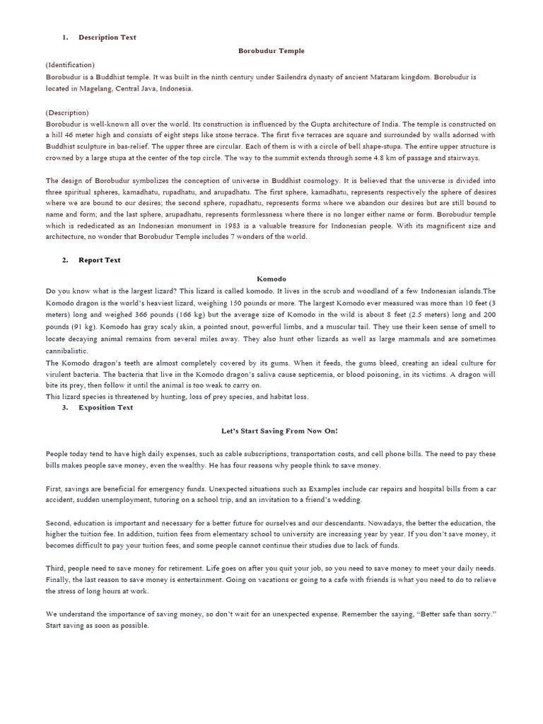 Example of 3 Kinds of Exposition Text | PDF