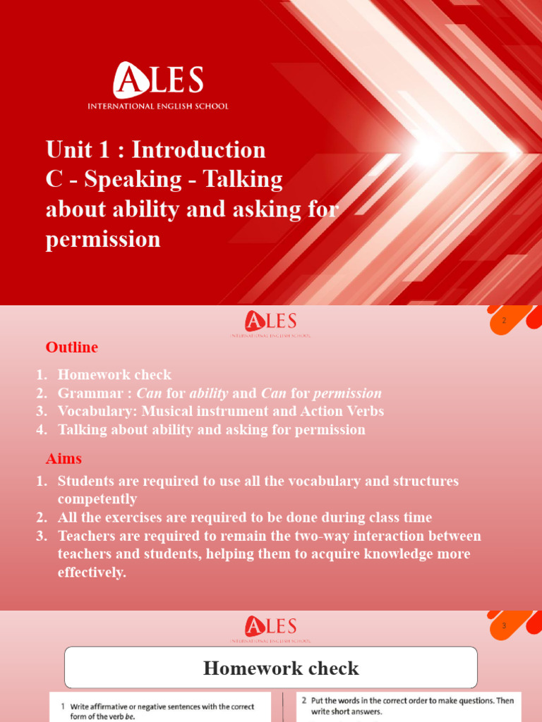 L3. Unit I - Introduction C - Speaking Talking About Ability and Asking For Permission | PDF