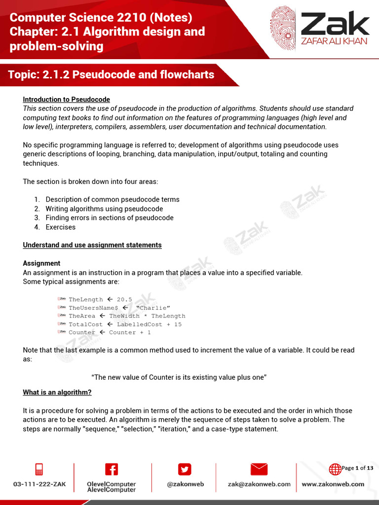 2-1-2 Pseudocode and Flowcharts | PDF