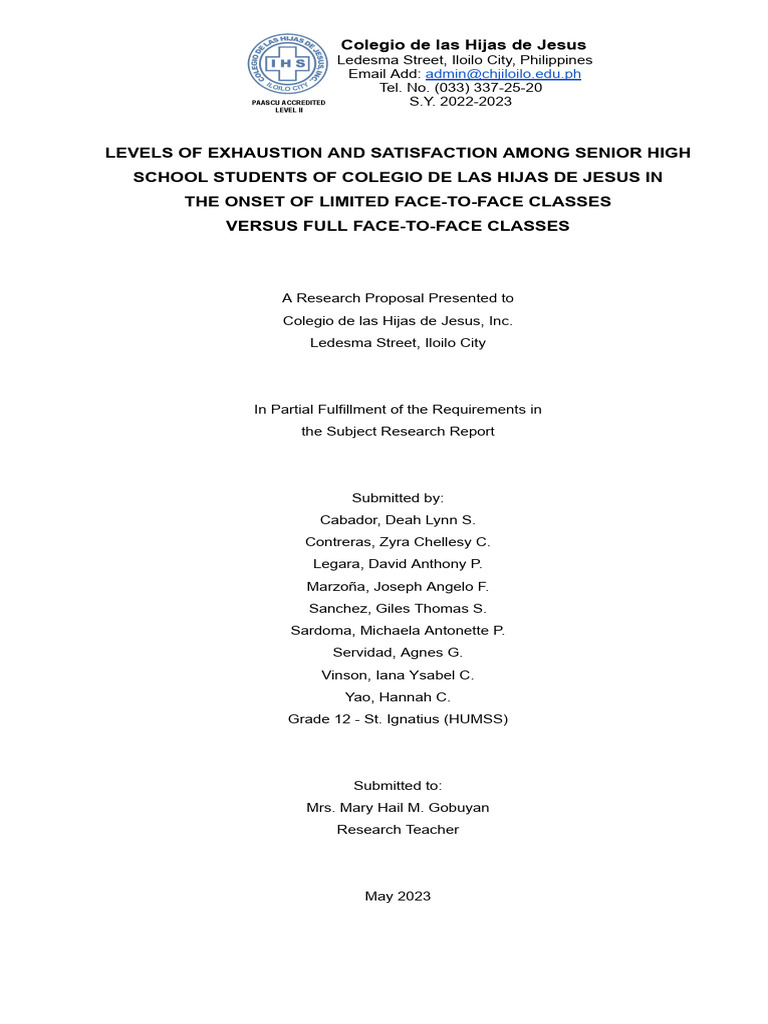 Final Research Study HUMSS | PDF | Wellness