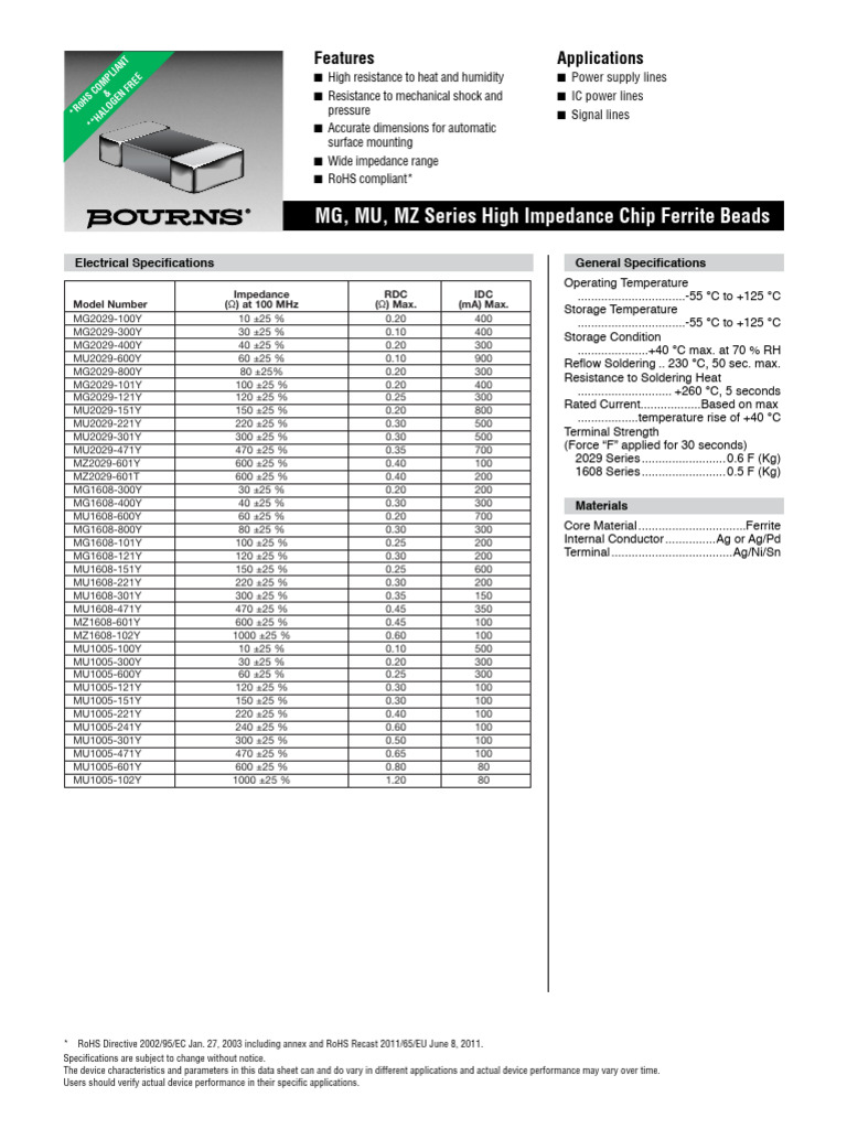 High Impedance Chip Ferrite Beads | PDF | Electrical Impedance | Hertz