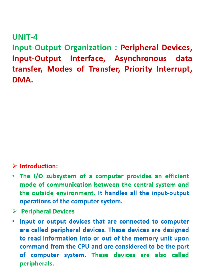 Coa Unit 4-1 Input-Output Organisation | PDF Coa Unit 4-1 Input-Output Organisation | PDF