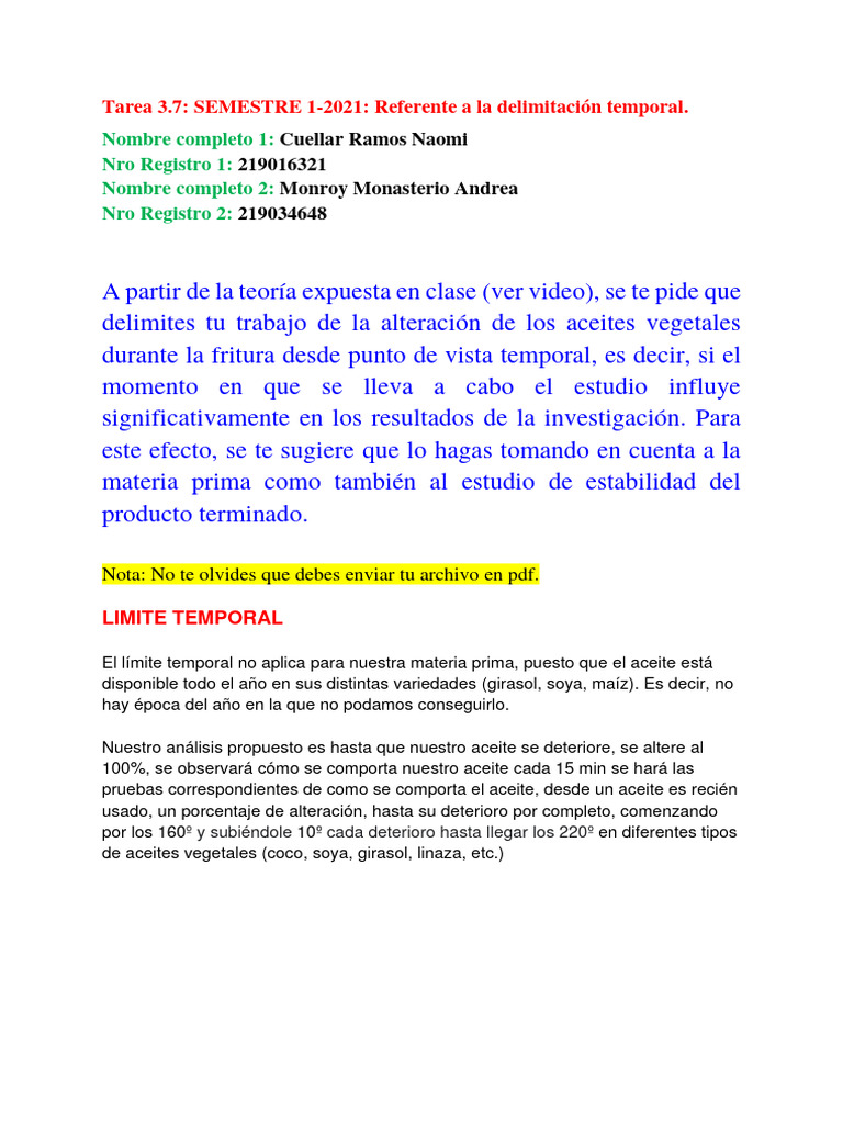 Tarea # 11 Limite Temporal | PDF