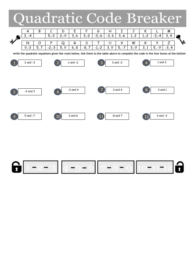 Quadratic Roots Code Breaker | PDF