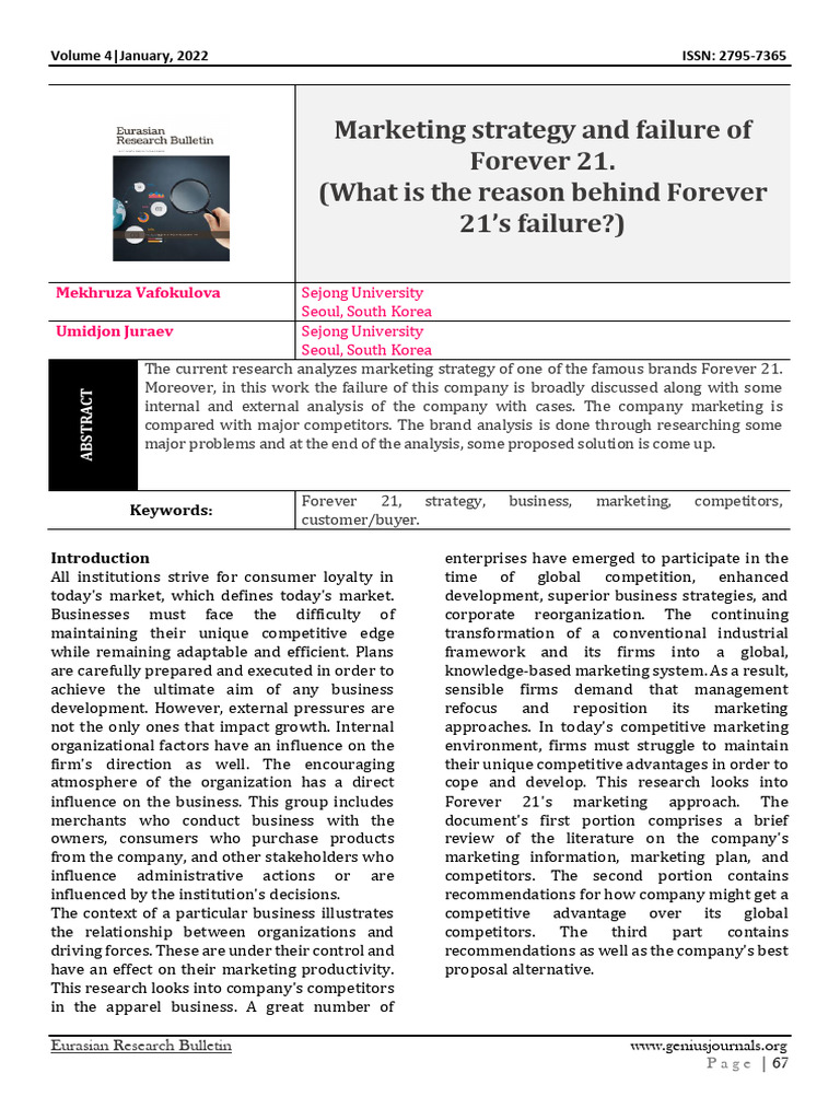 Marketing Strategy and Failure of Forever 21. (What Is The Reason ...