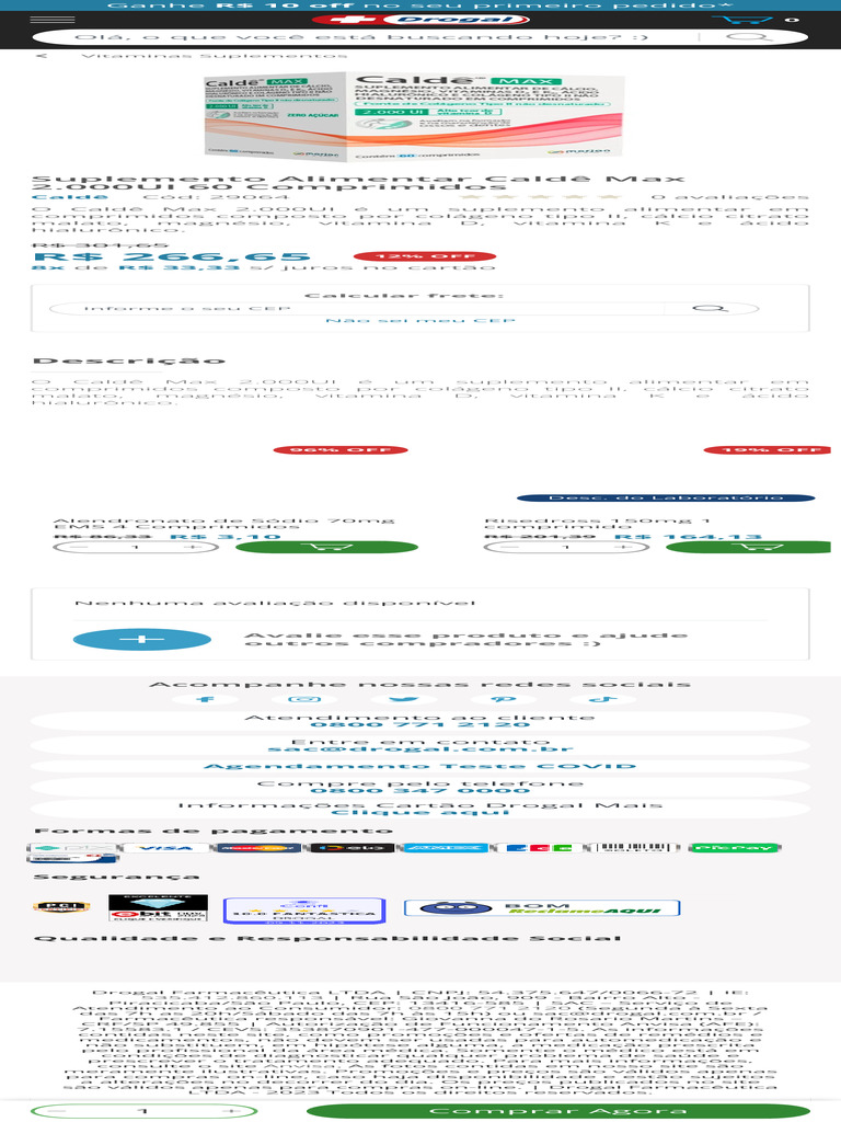 Suplemento Alimentar Caldê Max 2.000UI 60 Comprimidos Farmácia Online ...