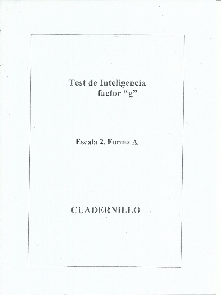 CATELL - CUADERNILLO - Test Factor G Escala 2 - 8 A 14 Años | PDF CATELL - CUADERNILLO - Test Factor G Escala 2 - 8 A 14 Años | PDF