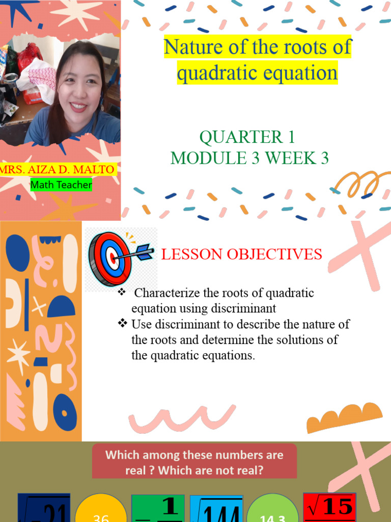 Nature of The Roots of Quadratic Equation | Download Free PDF | Square Root | Quadratic Equation