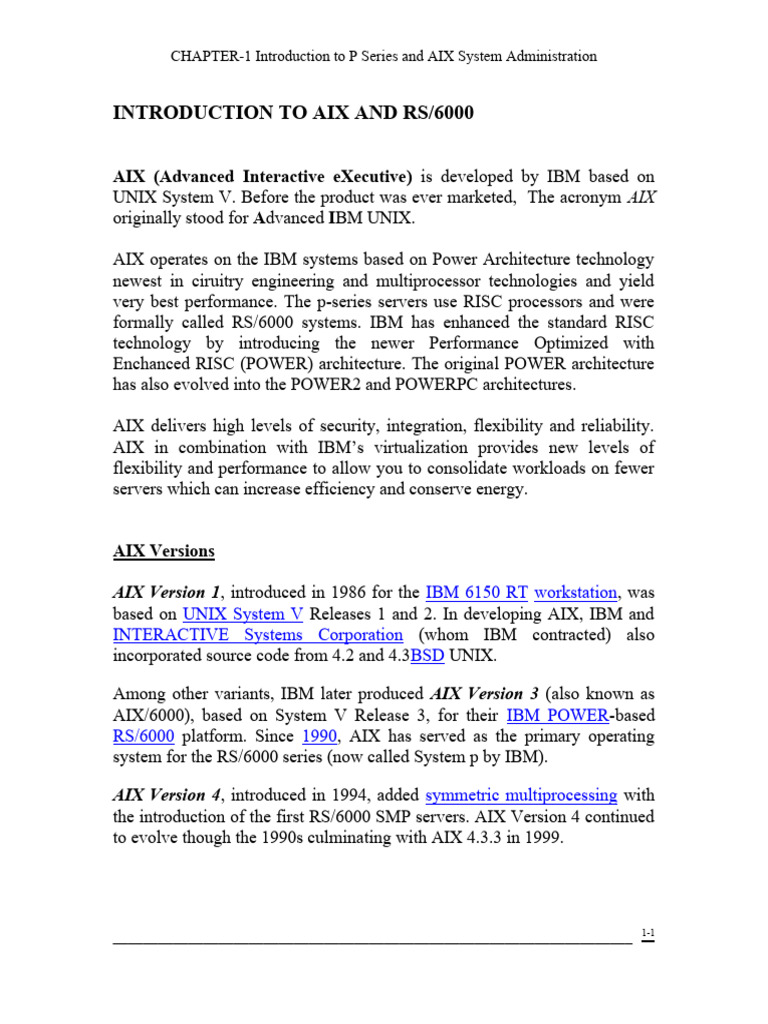 Chapter 1 Introduction To Pseries And Aix System Administrator Pdf 64 Bit Computing Superuser