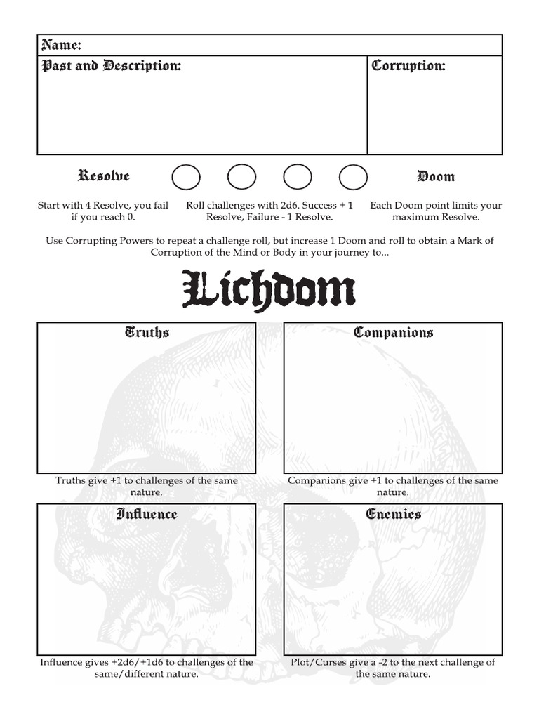 Lichdom_Character_Sheet | PDF