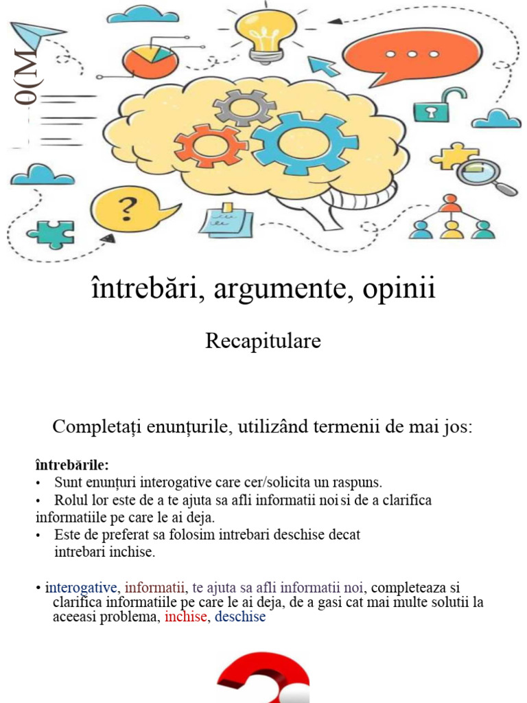 Recapitulare - Intrebari, Argumente, Opinii | PDF