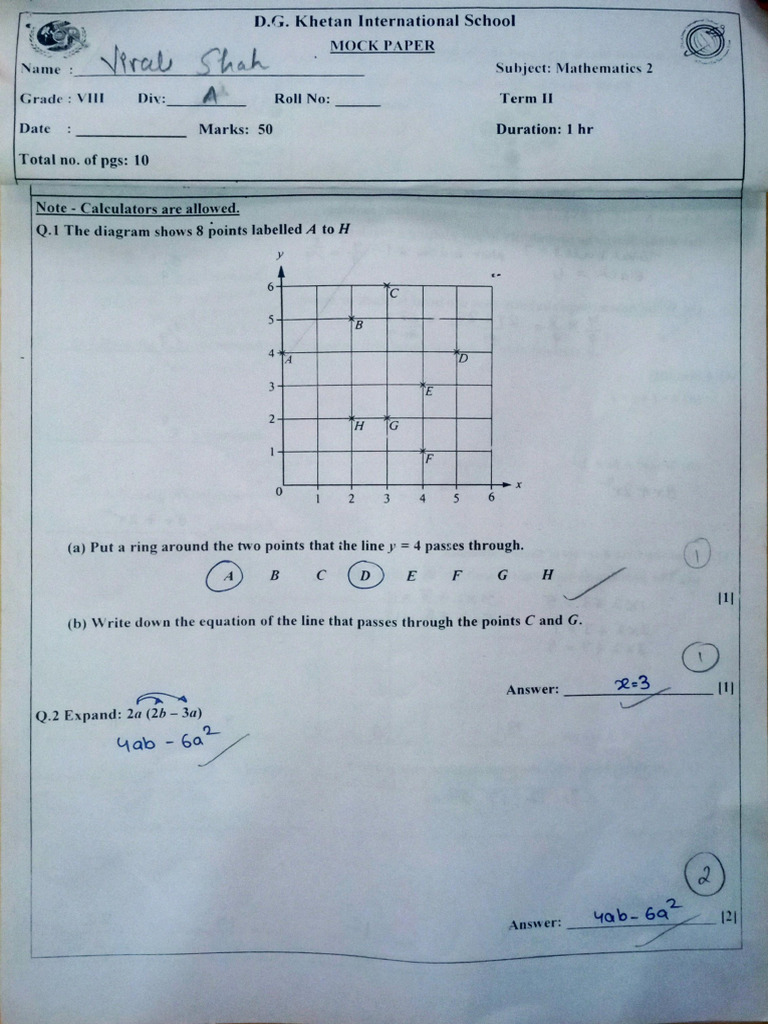 Math 2 Mock Paper | PDF
