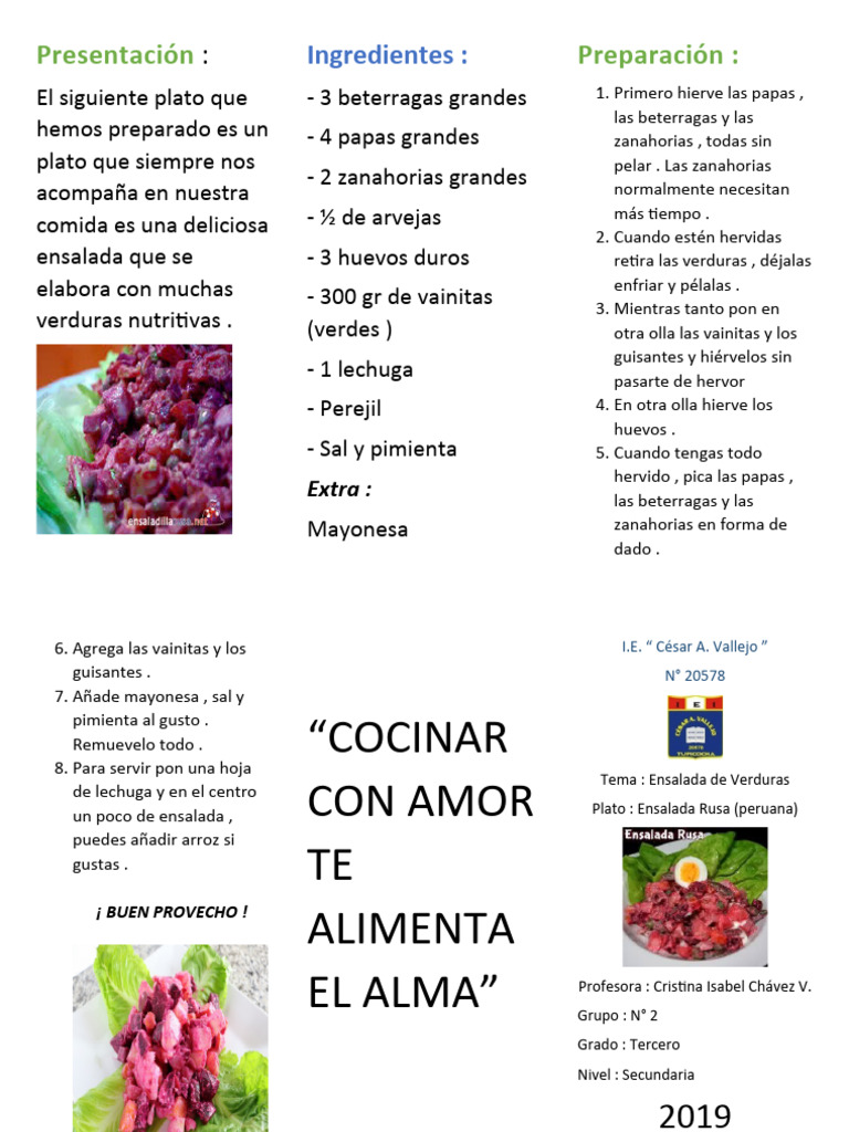 Triptico Ensalada de Verduras | PDF