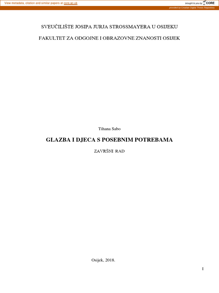 Sveučilište Josipa Jurja Strossmayera U Osijeku Fakultet Za Odgojne I Obrazovne Znanosti Osijek ...