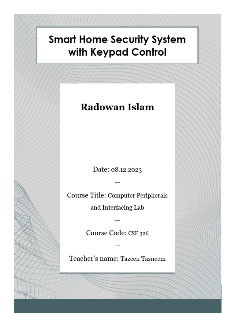 Smart Home Security System CSE 326 | PDF | Security Alarm | System