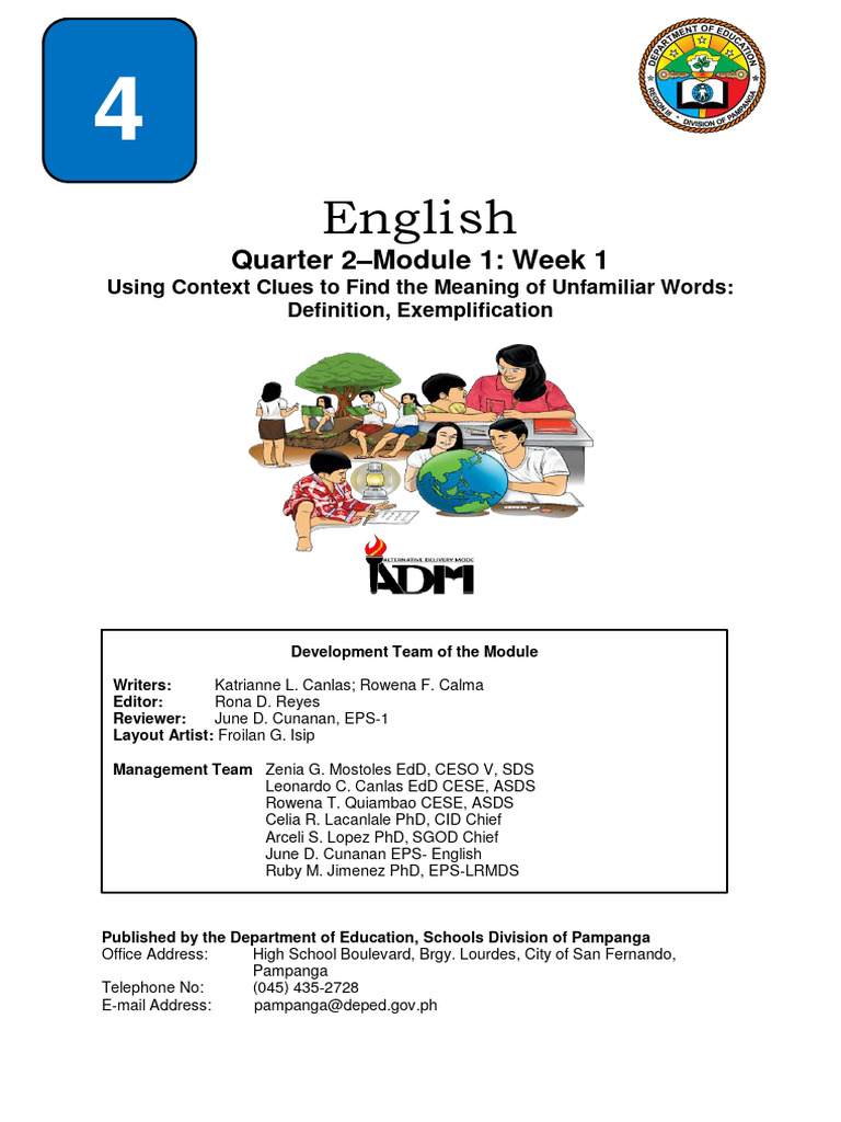 Eng4 - Q2 - Module1 - Week1 - Using Context Clues To Find The Meaning of Unfamiliar Words ...