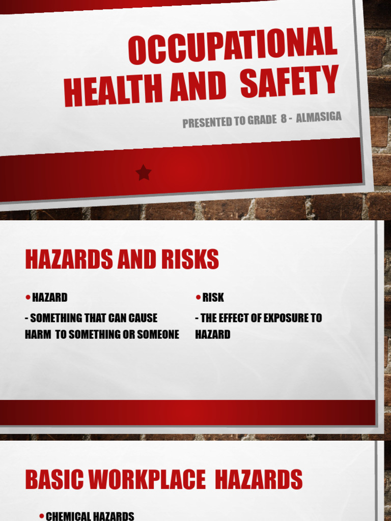 Lesson 1 Occupational Health and Safety (WARM Grade 8) ) | PDF