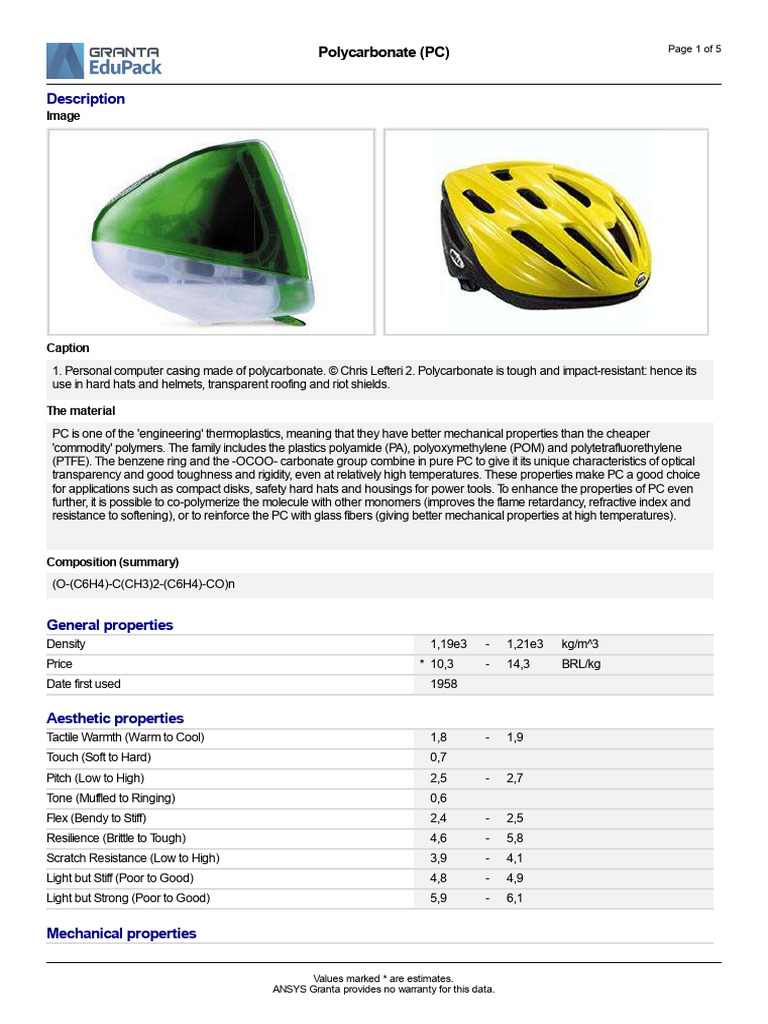 Description: Polycarbonate (PC) | PDF