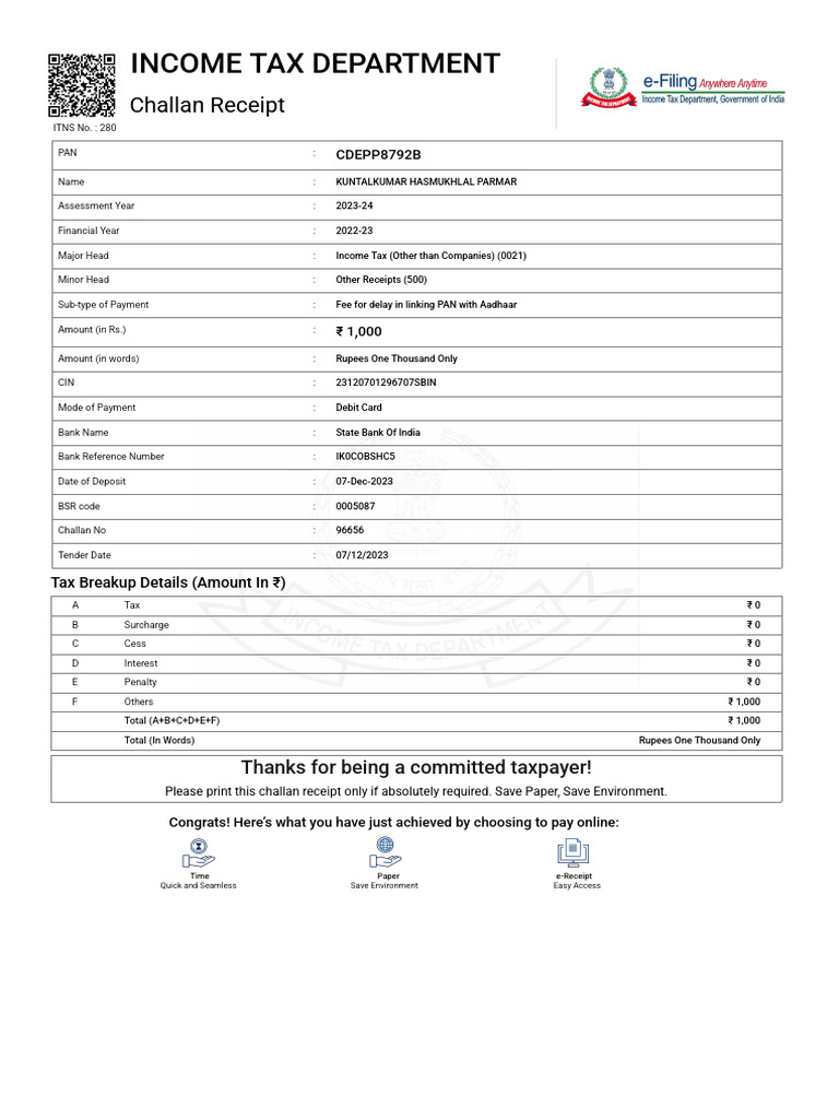 Challan Receipt | PDF