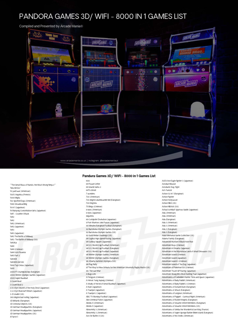3D WiFi 8000 Games List | PDF