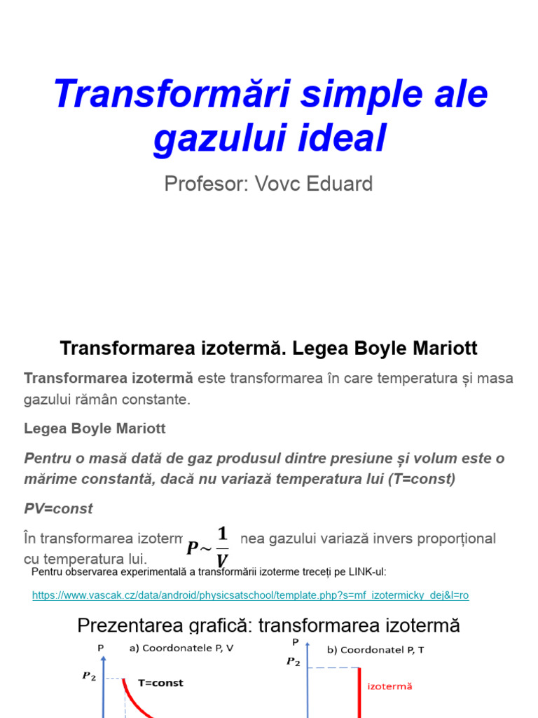 Transformari Simple Ale Gazului Ideal Nou 2022 | PDF