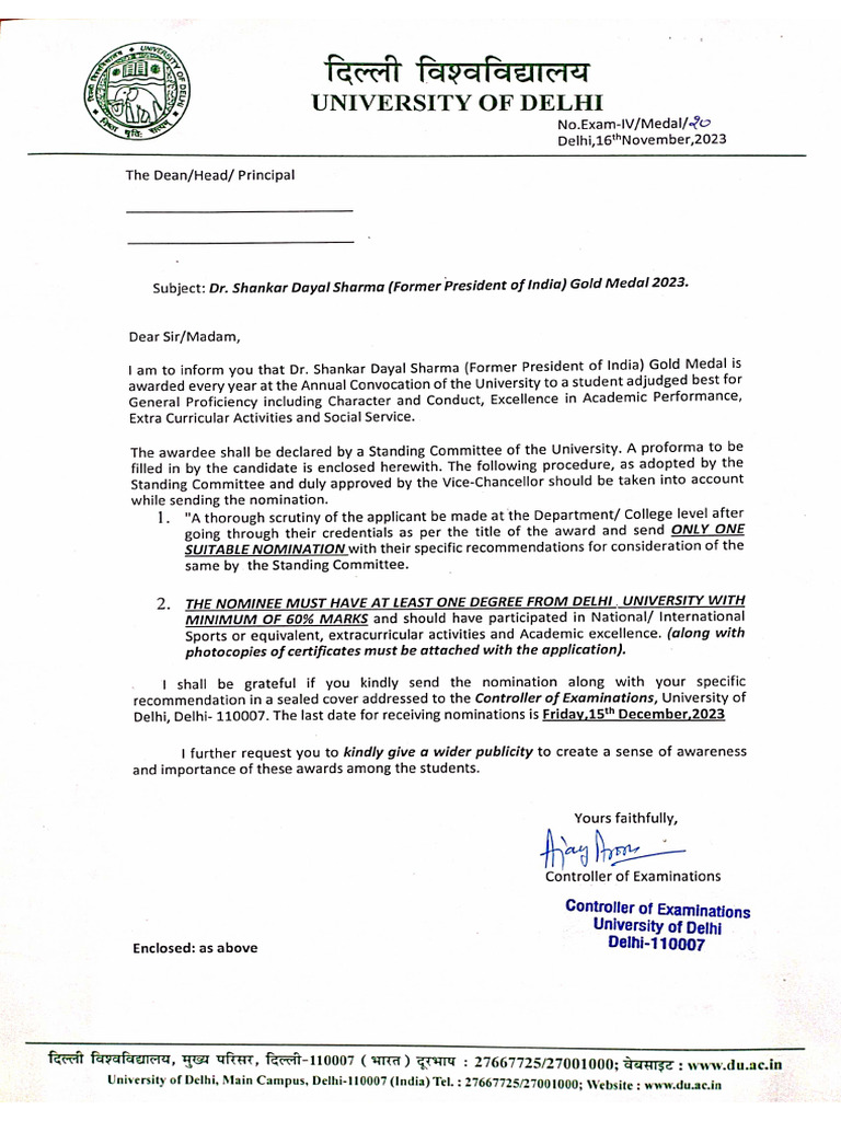 Dr. Shankar Dayal Sharma Letter and Performa 2023 | PDF