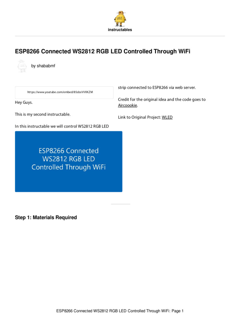 ESP8266 Connected WS2812 RGB LED Controlled Throug | PDF